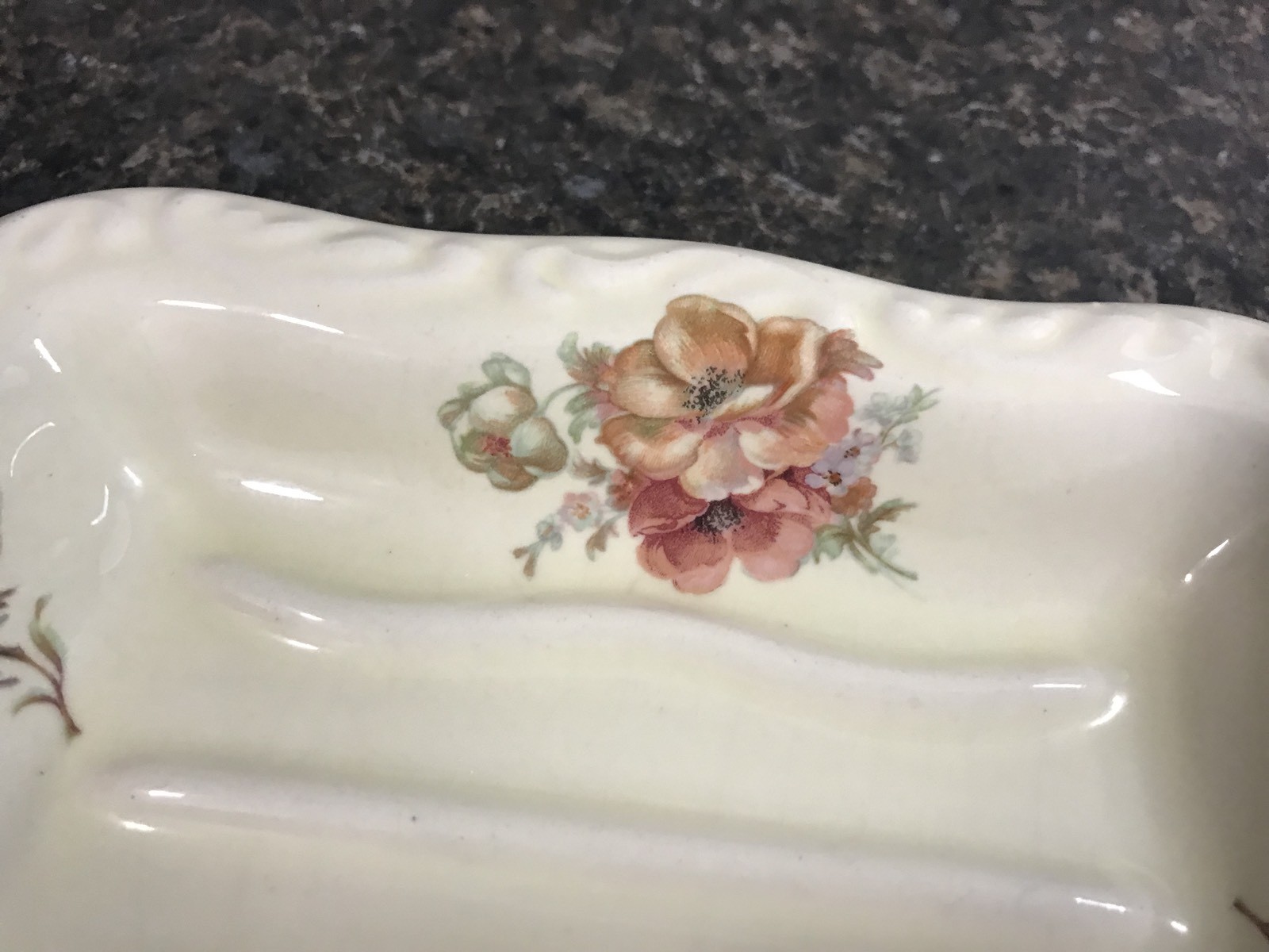 Vintage VB Athena California Pottery Soap Dish - Pink & Peach Flowers ...