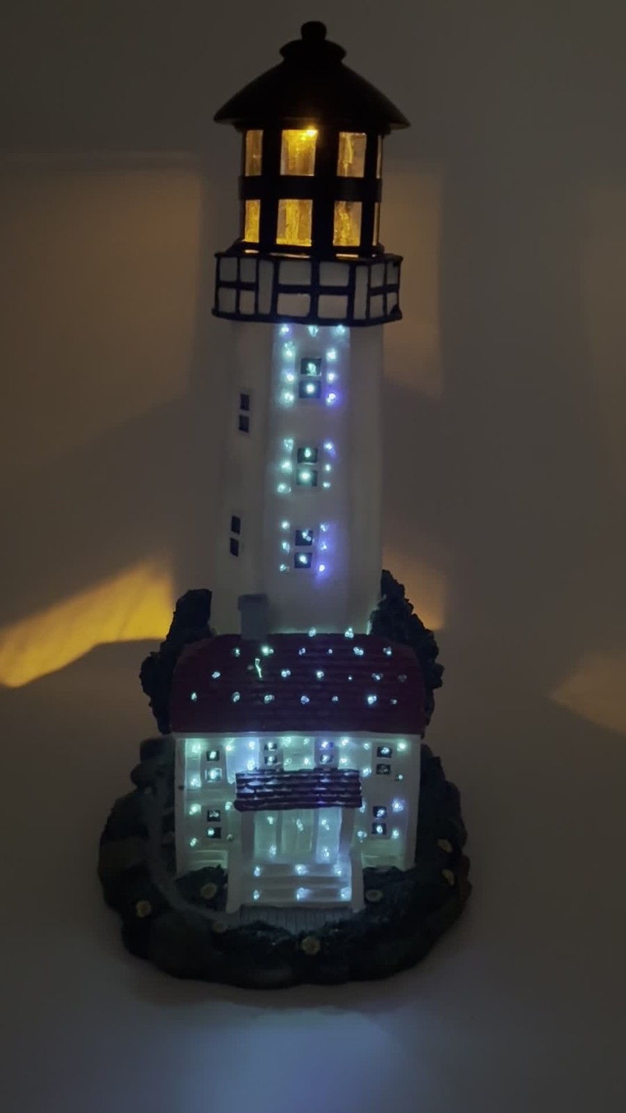 12" Fiber Optic Lighthouse Figurine Nautical Decor Color Changing Light ...