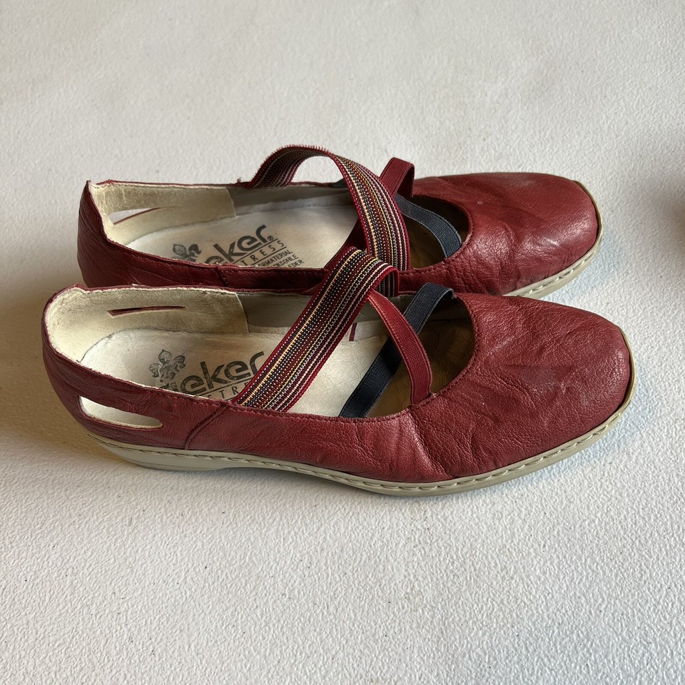 Rieker Red Shoes Mary Jane comfort anti stress slip on size 38 7 | eBay