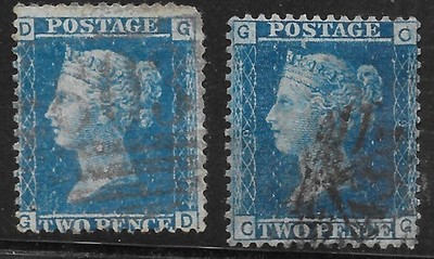 GB Queen Victoria Stamps 2d Blue x 2 Unchecked r17121 | eBay