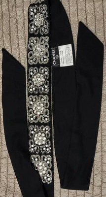 CHANEL Crystal Embellished Sash Belt Black Excellent Condition!! | eBay