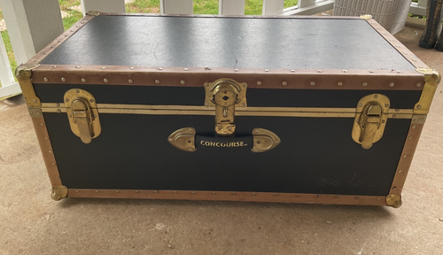 Vintage Concourse Travel Steamer Luggage black Rolling Trunk Chest ...