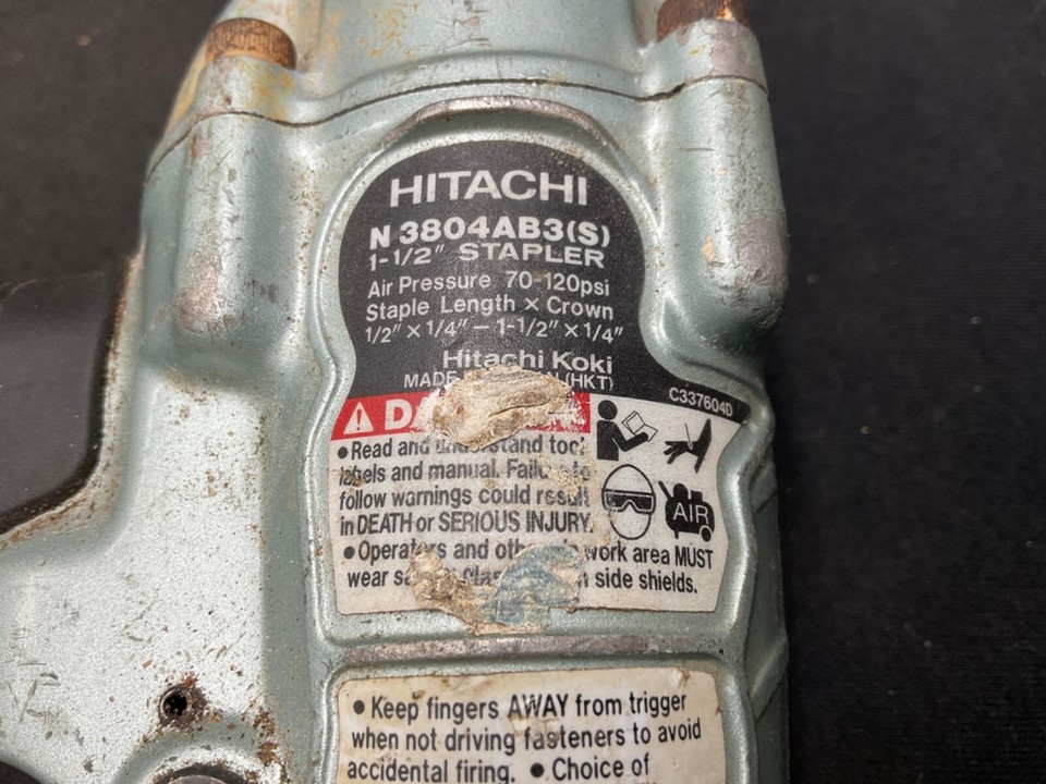 Hitachi N3804AB3 Air Pneumatic Stapler Staple Gun 18 Gauge 1/2 to 1-1/2 ...