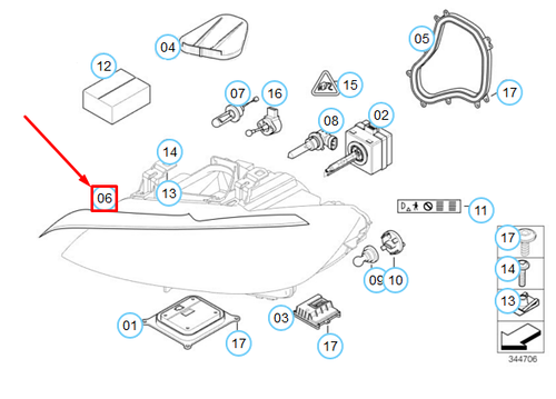 NEW BMW 3 E90 GASKET HEADLIGHT LEFT FRONT 63117174517 7174517 ORIGINAL ...