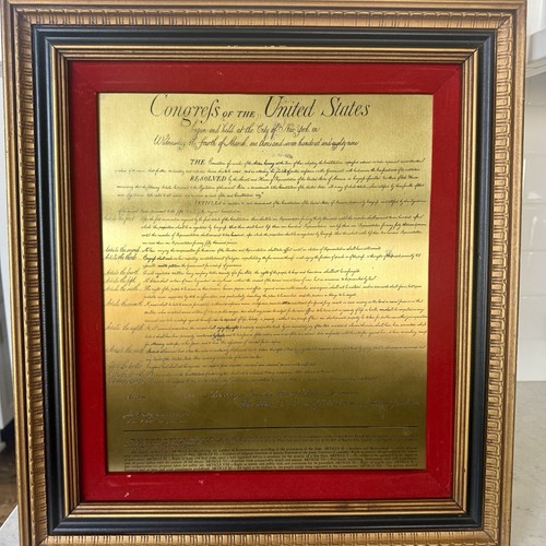 Congress Congrefs of the United States Engraved Brass Plaque Wood Frame ...