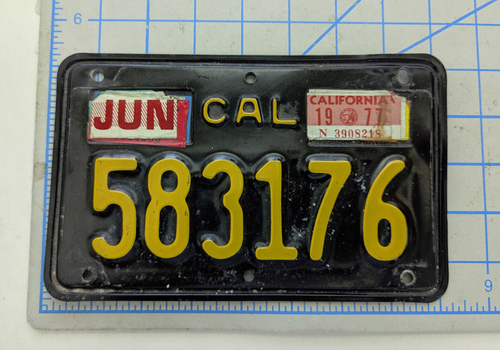 🏍 1963 CALIFORNIA BLACK MOTORCYCLE LICENSE PLATE 583176 •VINTAGE | eBay