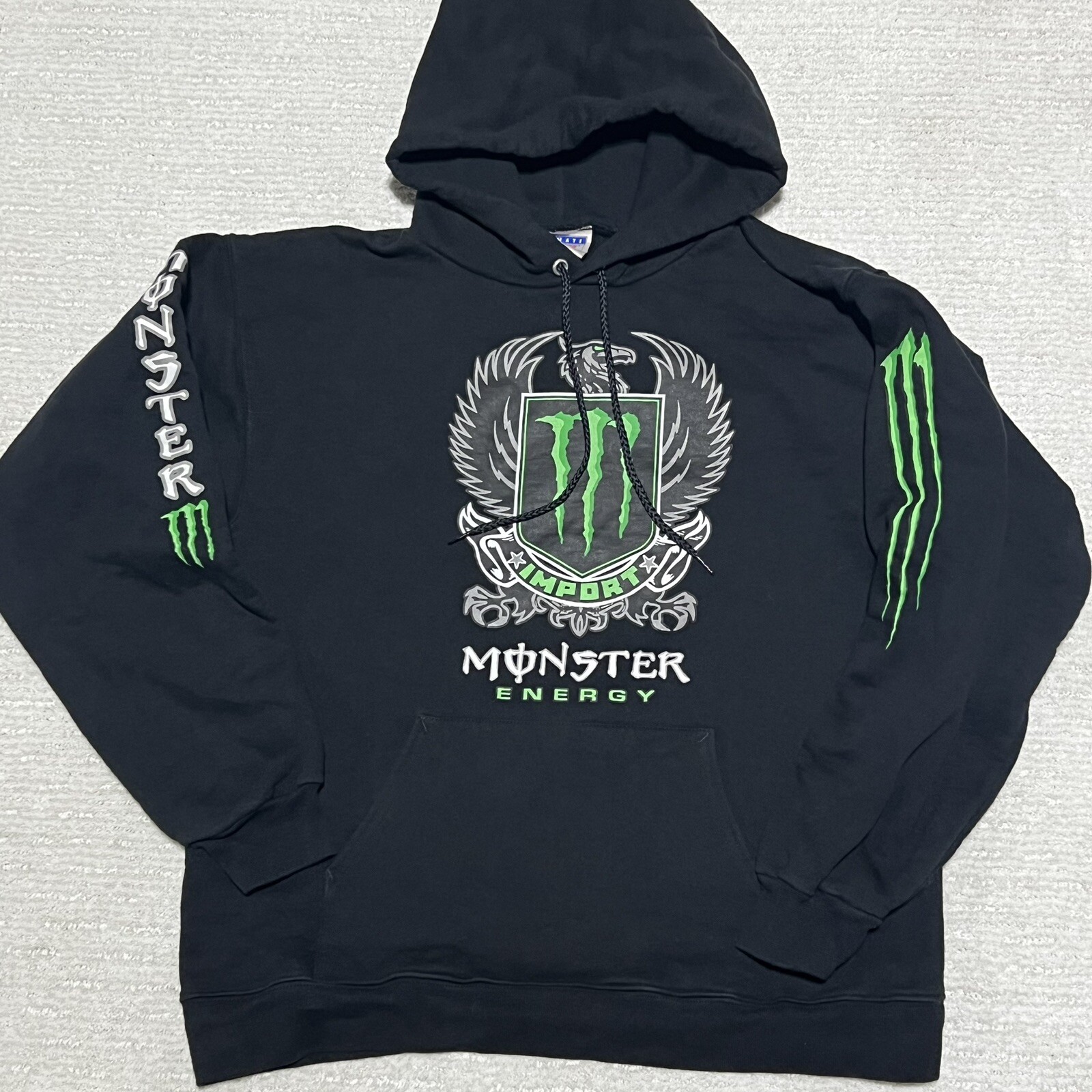 Vintage Monster Energy Drink Black Hoodie Sweatshirt … - Gem