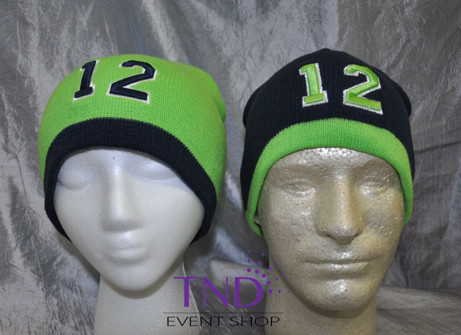 SEATTLE SEAHAWKS NUMBER 12 #12 FAN KNIT BEANIE HAT CAP BLUE AND GREEN ...