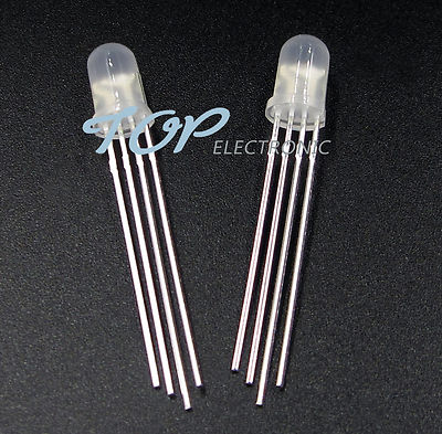 50Pcs 5mm 4pin RGB Tri-Color DIFFUSED Common Cathode LED light Red ...