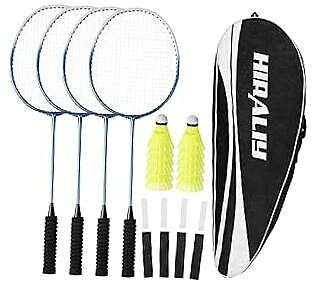 Badminton Rackets Set of 4 for Outdoor Backyard Games, Including 4 Blue ...