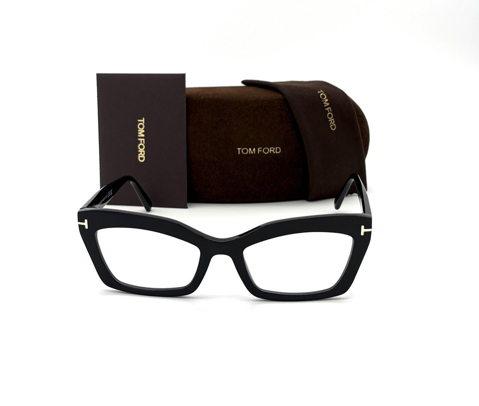 Tom Ford FT5766 001 Black / Blue Block 54mm Eyeglasses TF5766 ...