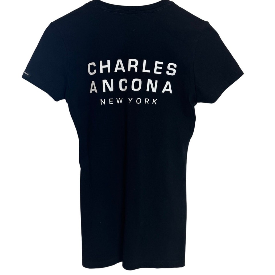 Charles Ancona New York Black Logo T-Shirt Women’s Medium Short Sleeve ...