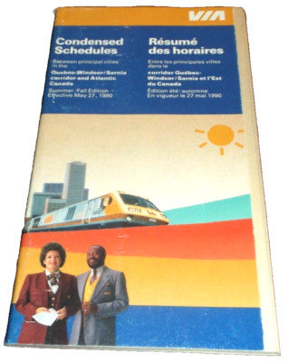 MAY 1990 VIA RAIL CANADA CONDENSED SCHEDULES PUBLIC TIMETABLE | eBay