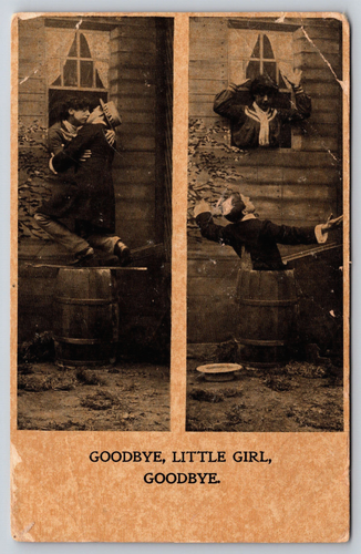 Postcard Goodbye Little Girl Goodbye Romantic Love Kissing 2 Views ...