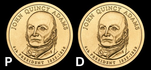 2008 P & D John Quincy Adams Presidential Dollar BU 2 Coin US Mint Set ...