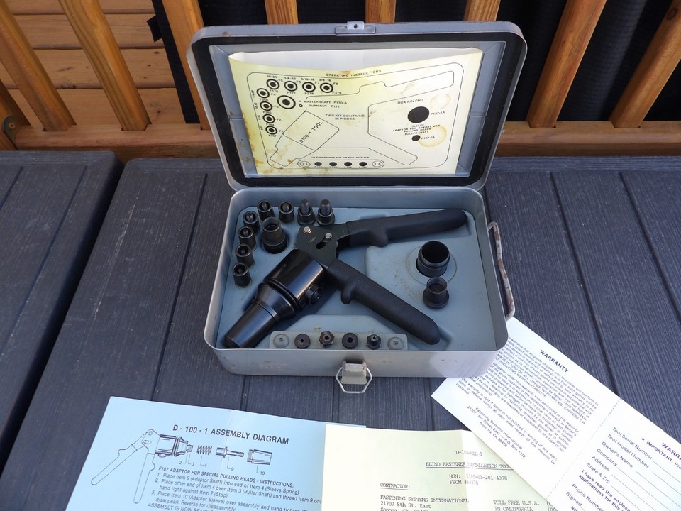 BLIND FASTENER INSTALLATION, D-100-MIL-1, Rivet Tool Kit, USA MADE. | eBay