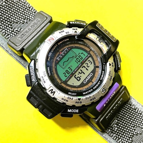 Casio Pro Trek Triple Sensor Watch Silver Bezel 50mm Used | eBay
