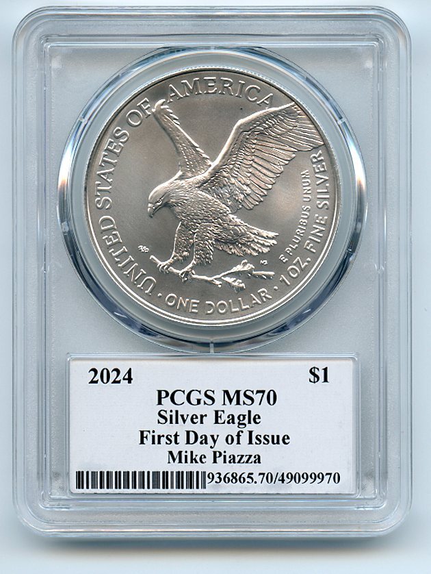 2024 $1 American Silver Eagle 1oz PCGS MS70 FDOI Legends of Life Mike ...
