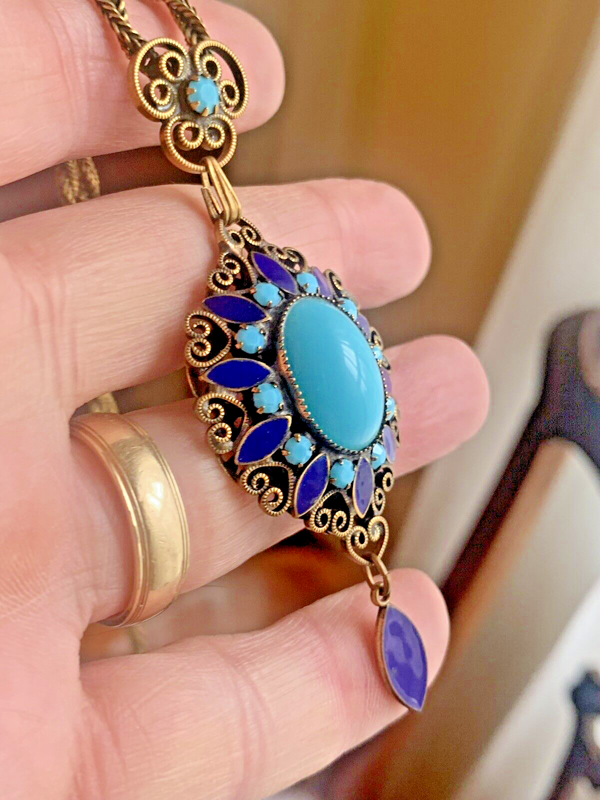 Rare Vintage Set Turquoise Necklace Earrings Mint | eBay