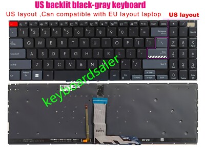 black-gray US backlit Keyboard for Asus M3500Q M7600 M6500R K6500 K3500 ...