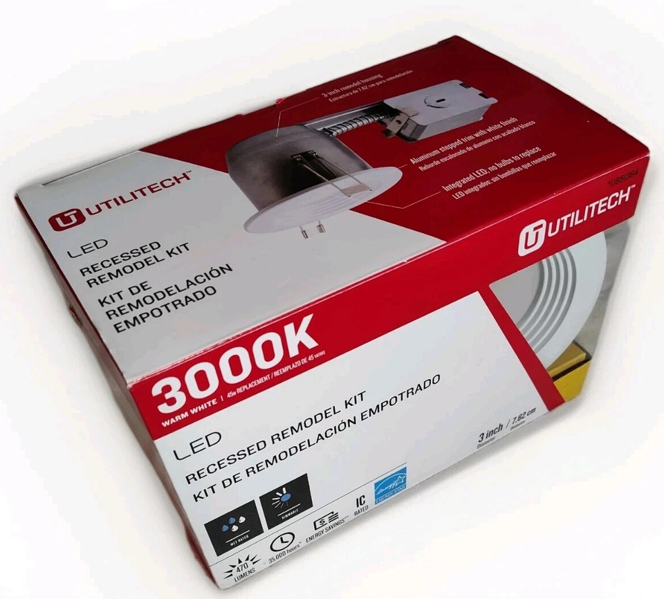 Utilitech LED 45-WATT Equivalent Warm White LED Recessed Remodel Kit 3 ...