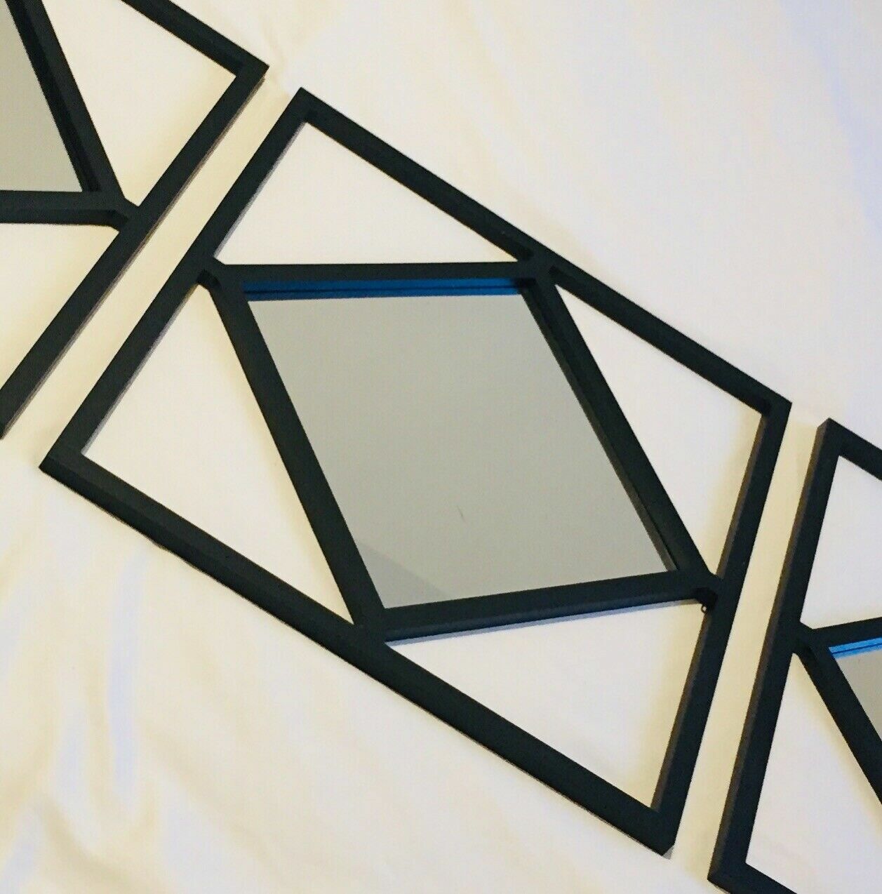 Set of 3 Square diamond shape frame black wall art mirror modern ...