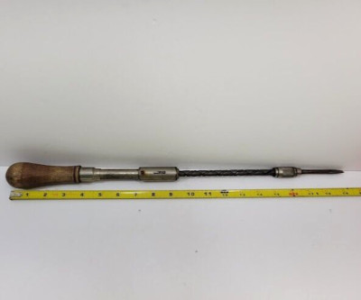 Antique 19" Yankee North Brother's 131A Spiral Push Ratchet Plunge ...