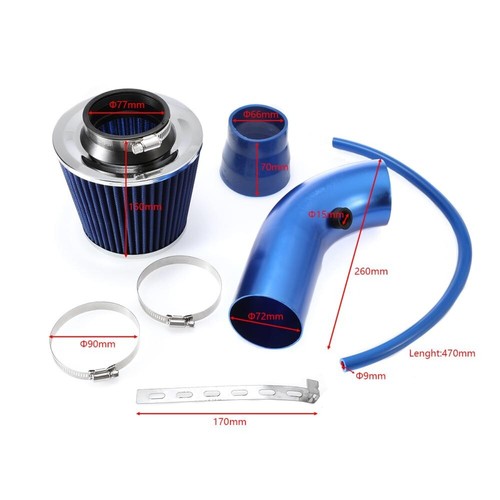 3" Cold Air Intake Filter Induction Pipe Car Auto Power Flow Hose ...