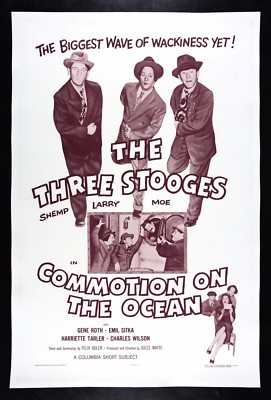 COMMOTION ON THE OCEAN THREE 3 STOOGES VINTAGE MOVIE POSTER 1956 RARE ...