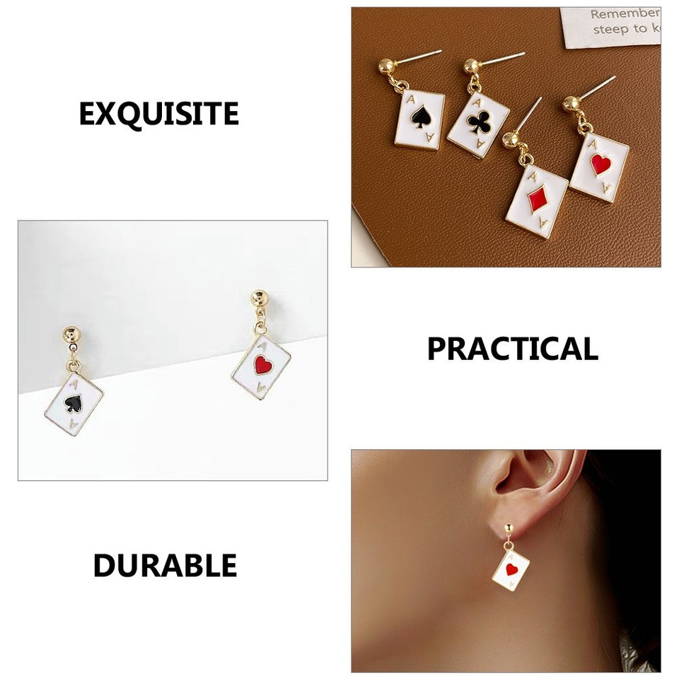 2 Pairs Girl Chic Ear Studs Poker Modeling Ear Studs Fashion Ear ...