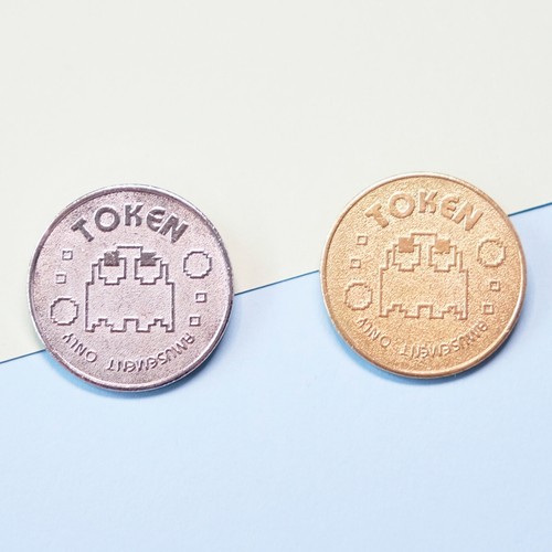 Namco Amusement Token Gold & Silver Set of 2 Arcade Coin Pacman Ghost ...