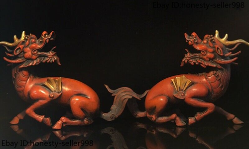 Chinese Feng Shui bronze Gilt wealth lucky dragon Kilin Qilin beast ...