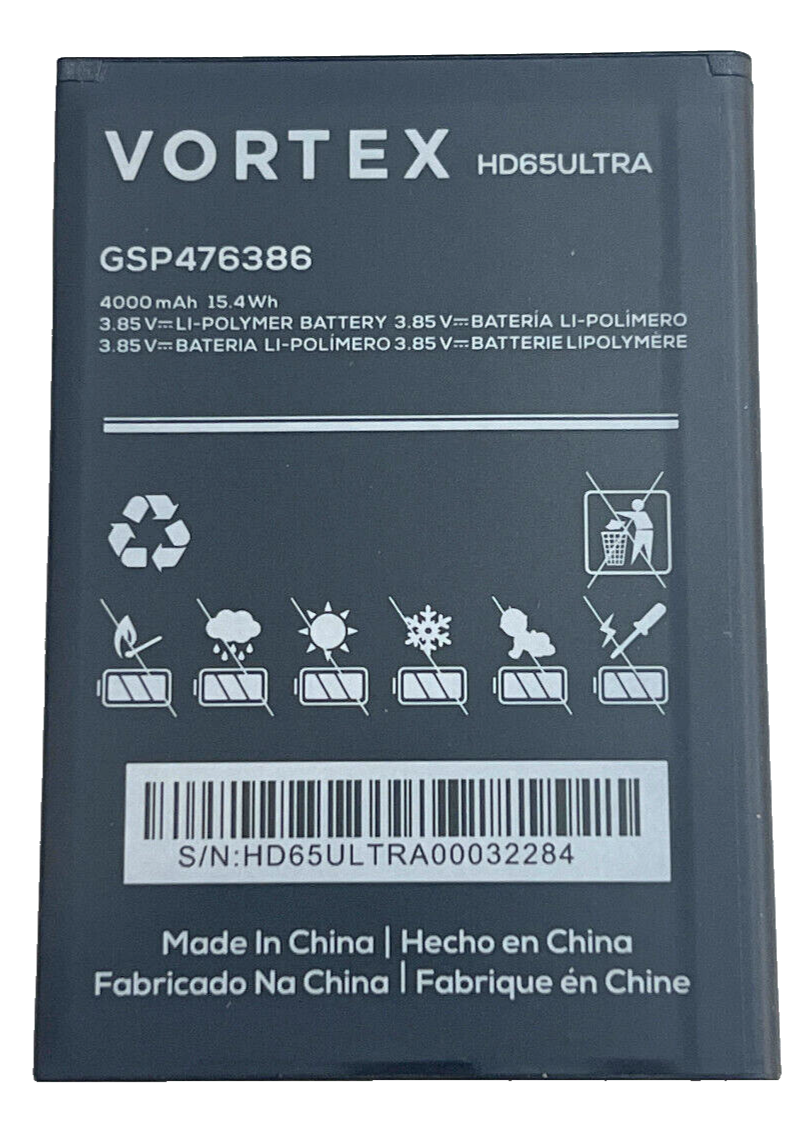 FOR Vortex HD65 ULTRA Phone Battery Replacement GSP476386 OEM Original ...