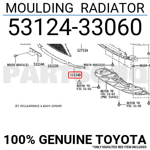5312433060 Genuine Toyota MOULDING RADIATOR 53124-33060 | eBay