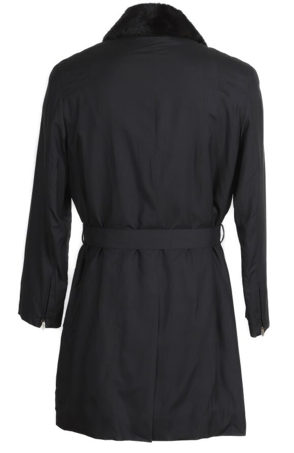 ZILLI MEN’S BLACK ERMINE SABLE FUR LINED TRENCH COAT 56/XL | eBay