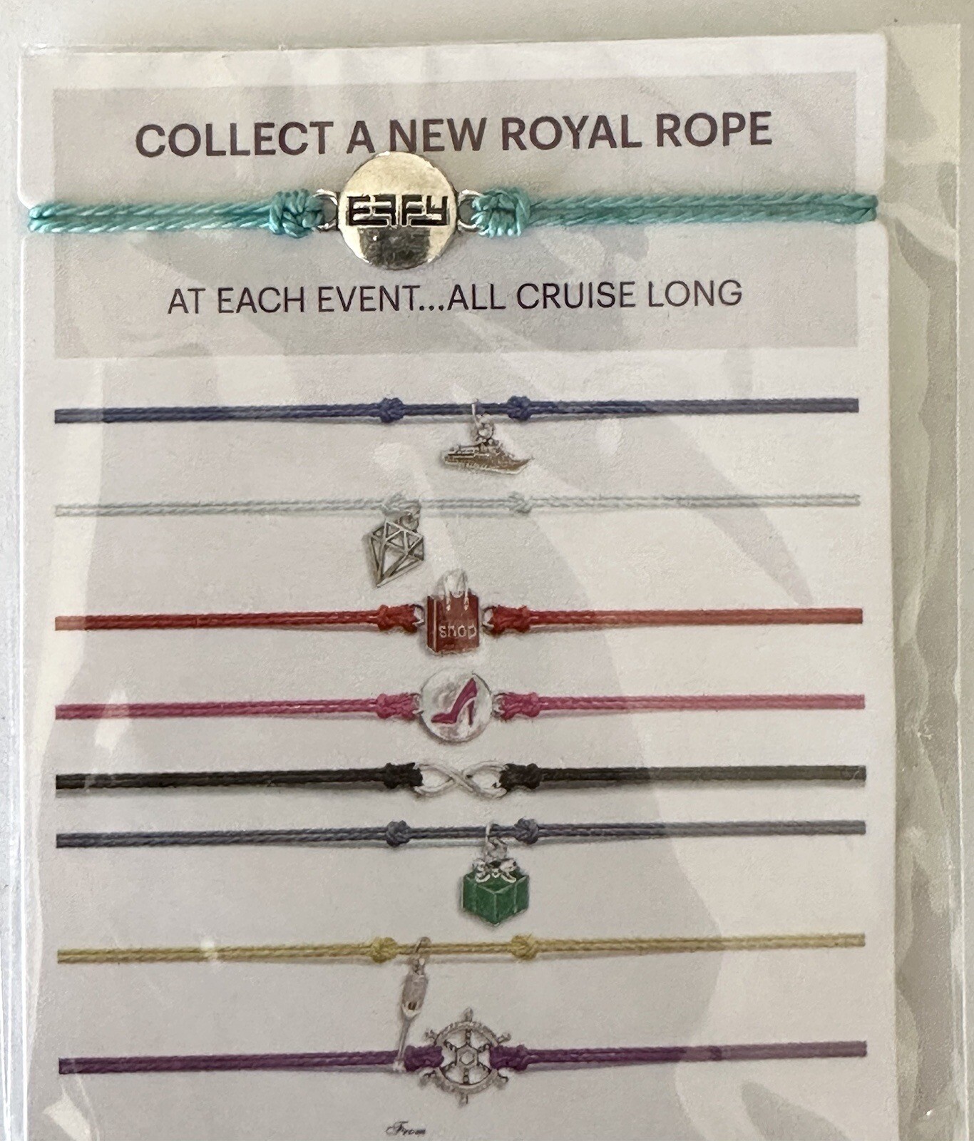 Effy Royal Rope Bracelet Charm Royal Caribbean Round Teal Ladies Travel ...