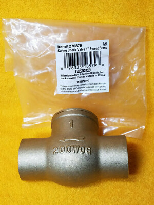 NEW PRO PLUS 270879 BRASS 1" SWING CHECK VALVE SWEAT | eBay
