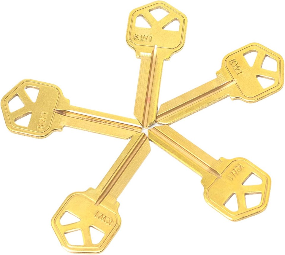 KW1 Brass Finish 5-Pin Key Blanks KW1 Uncut Blank Keys Pack of 50 Keys ...