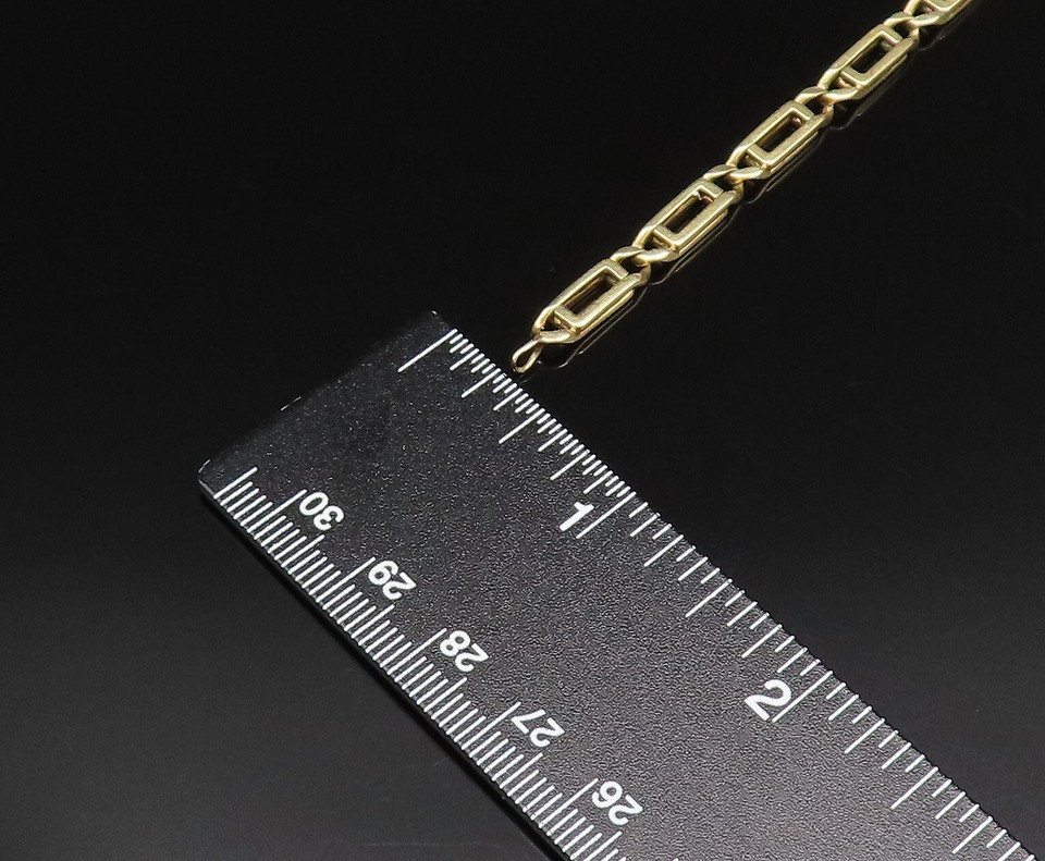 14K GOLD Vintage Precious Open Rectangle Link Bracelet GBR057 | eBay