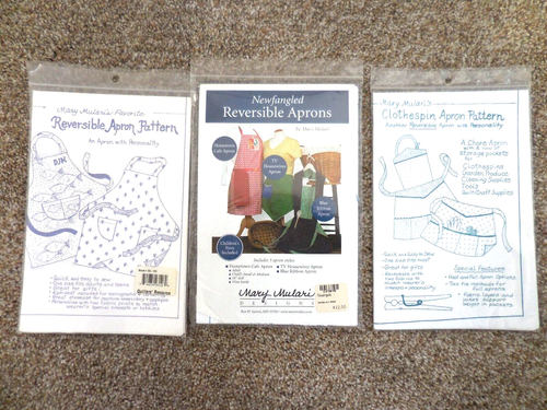 MARY MULARI Designs Sewing Patterns Easy Reversible Aprons Lot of Three ...