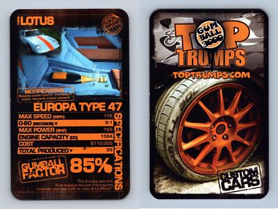 1989 Lotus Europa Type 47 - Gumball 3000 Custom Cars 2008 Top Trumps ...