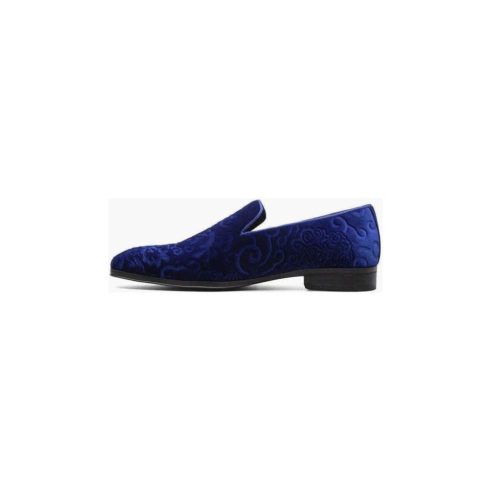 Men's Stacy Adams Saunders Debossed Velour Slip On Comfort Shoes Royal ...
