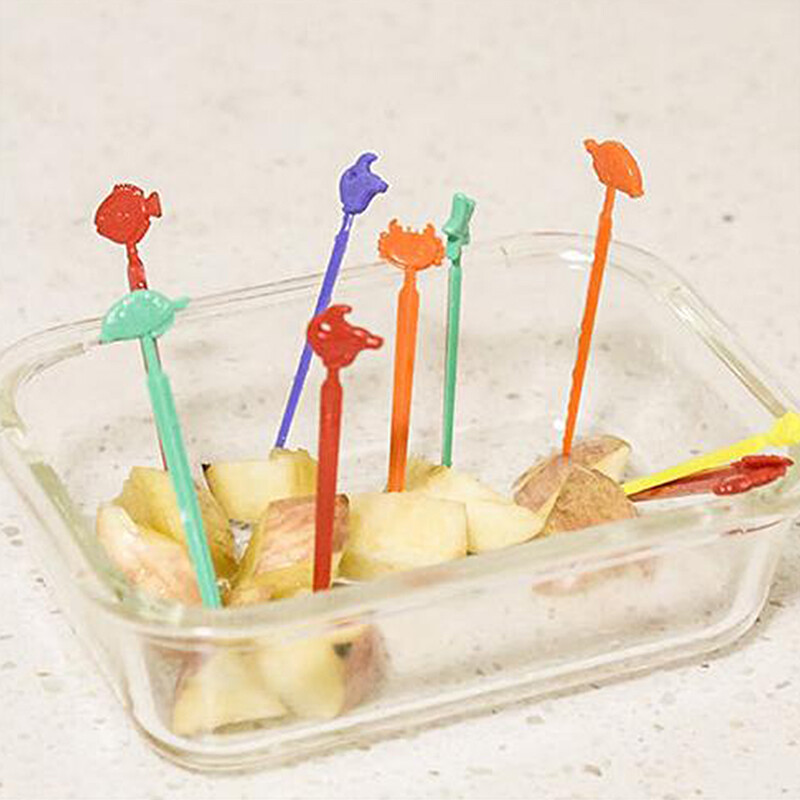 20pcs/set Cute Animals Fruit Forks Kids Snack Dessert Decoration Forks ...