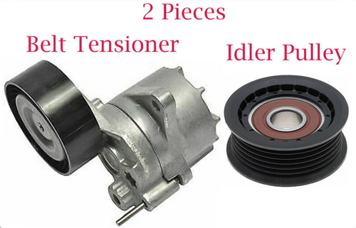 2 Pcs Belt Tensioner & Idler Pulley Fits:Sprinter 2500 3500 Mercedes ...