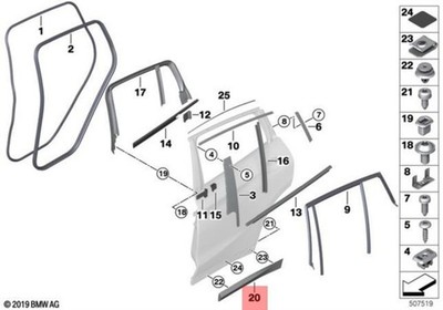 Genuine BMW X3 X4 M G01 G02 X3 18d TX11 Moulding Door Rear Left ...