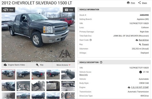Used Power Brake Booster fits: 2012 Chevrolet Silverado 1500 pickup 4x2 ...