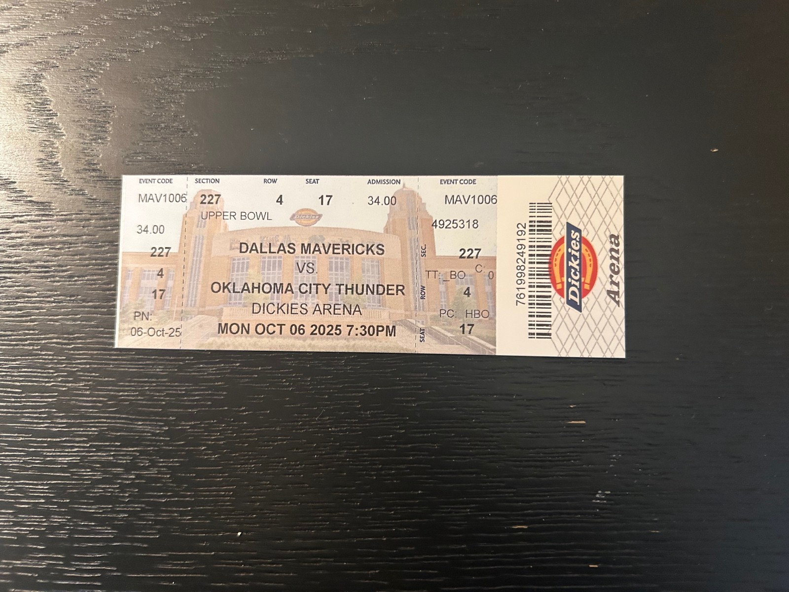 2025 NBA Draft Cooper Flagg Preseason Debut Ticket Stub Mint Dallas ...
