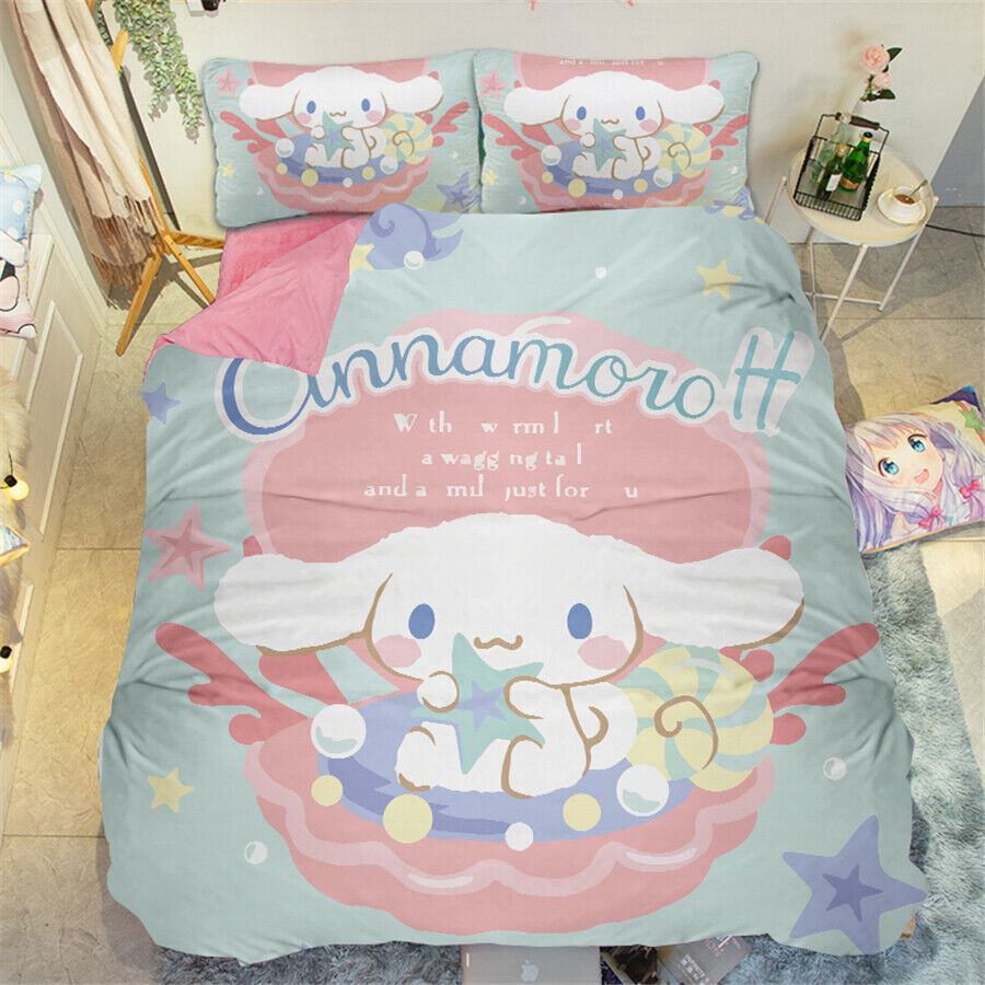 Cinnamoroll Cartoon Duvet Cover Bed Sheet Pillowcase Set for Twin Queen ...