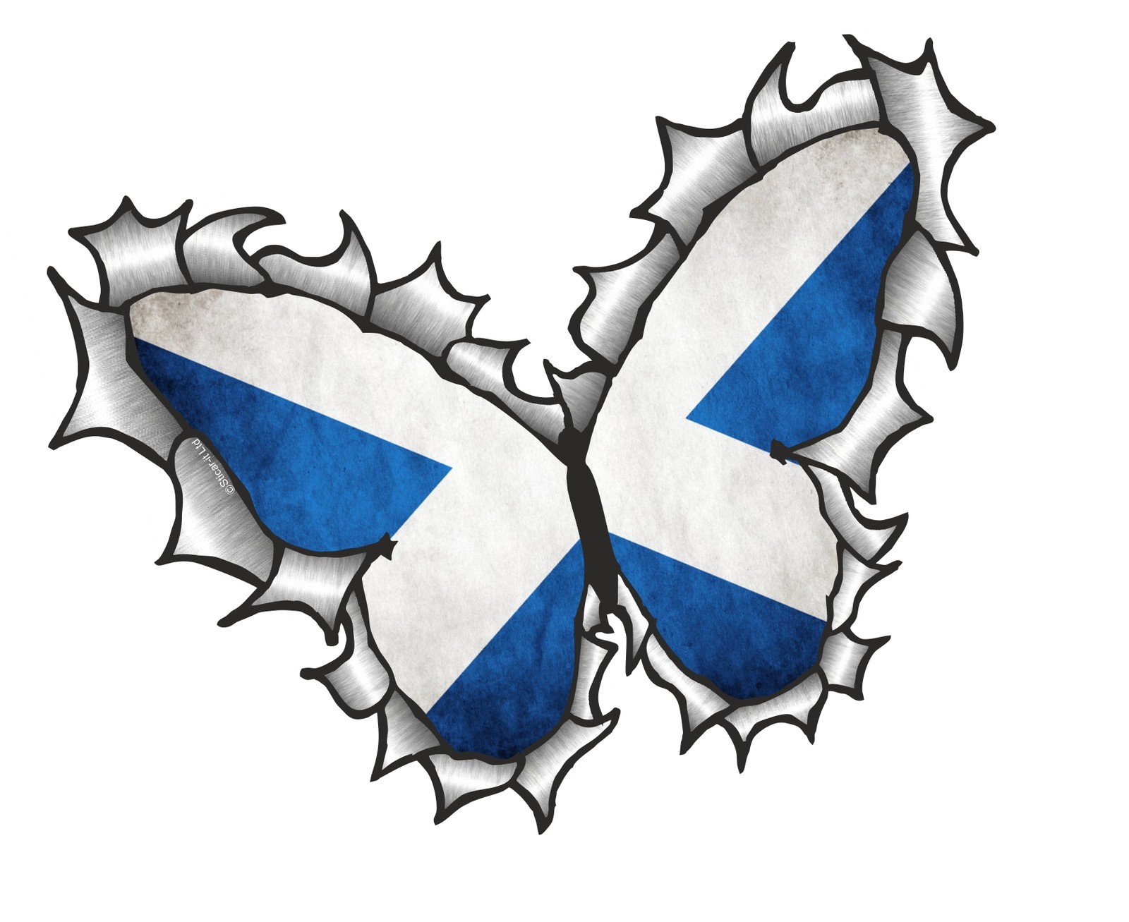Ginter Rip Small Pair Of Scottish Saltire Flag Car Stickers - Ripped ...
