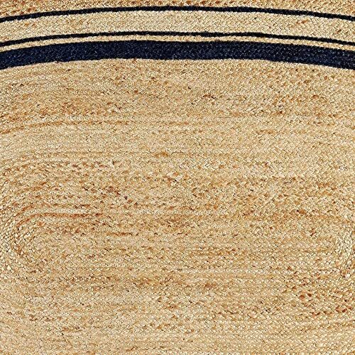 Farmhouse Jute Area Rug 24x36 inch Oval Braided Beige Black Line Living ...